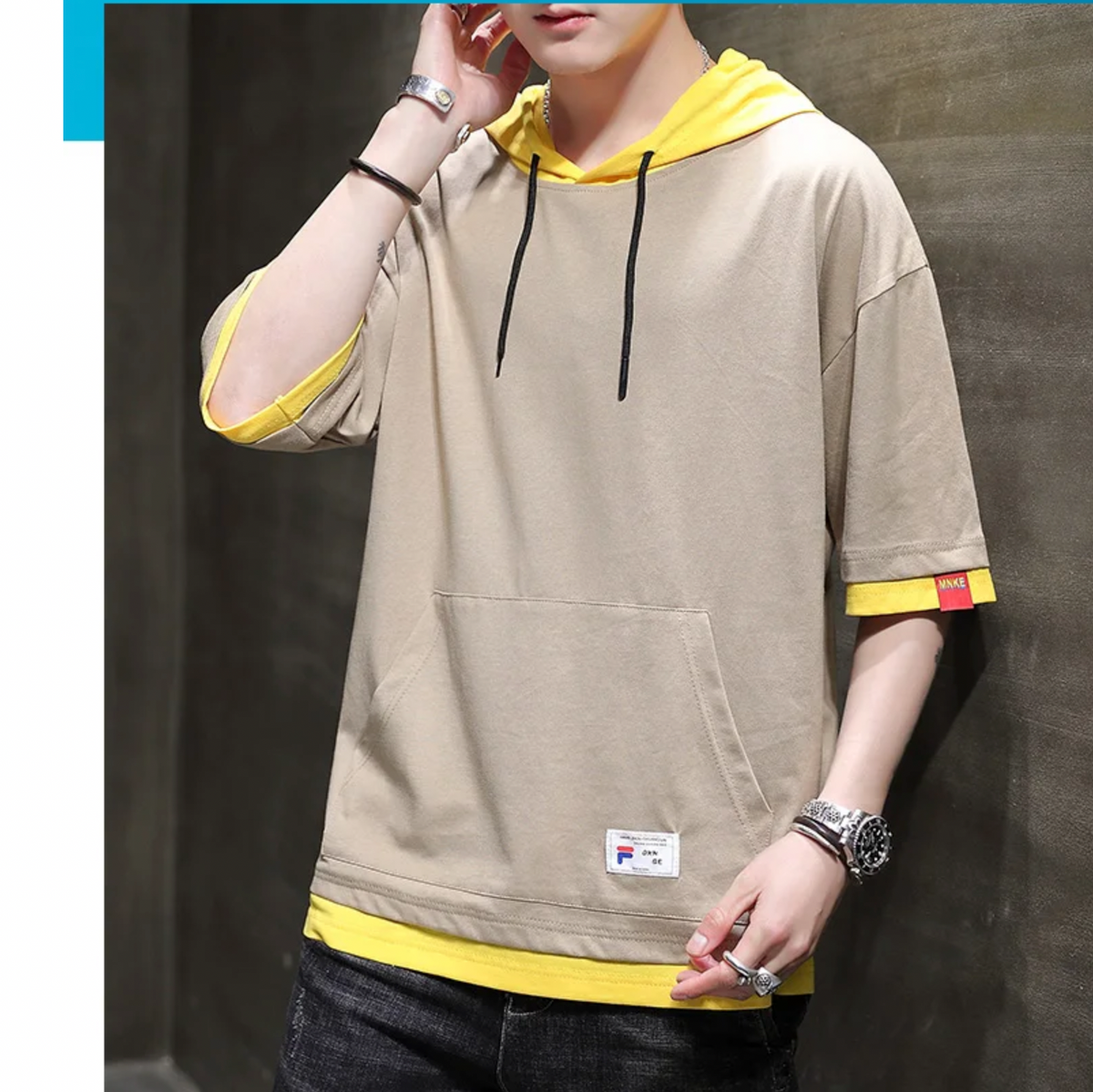 ZUOLONG# 601 假兩件連帽TEE JJ – Daily-K Webstore